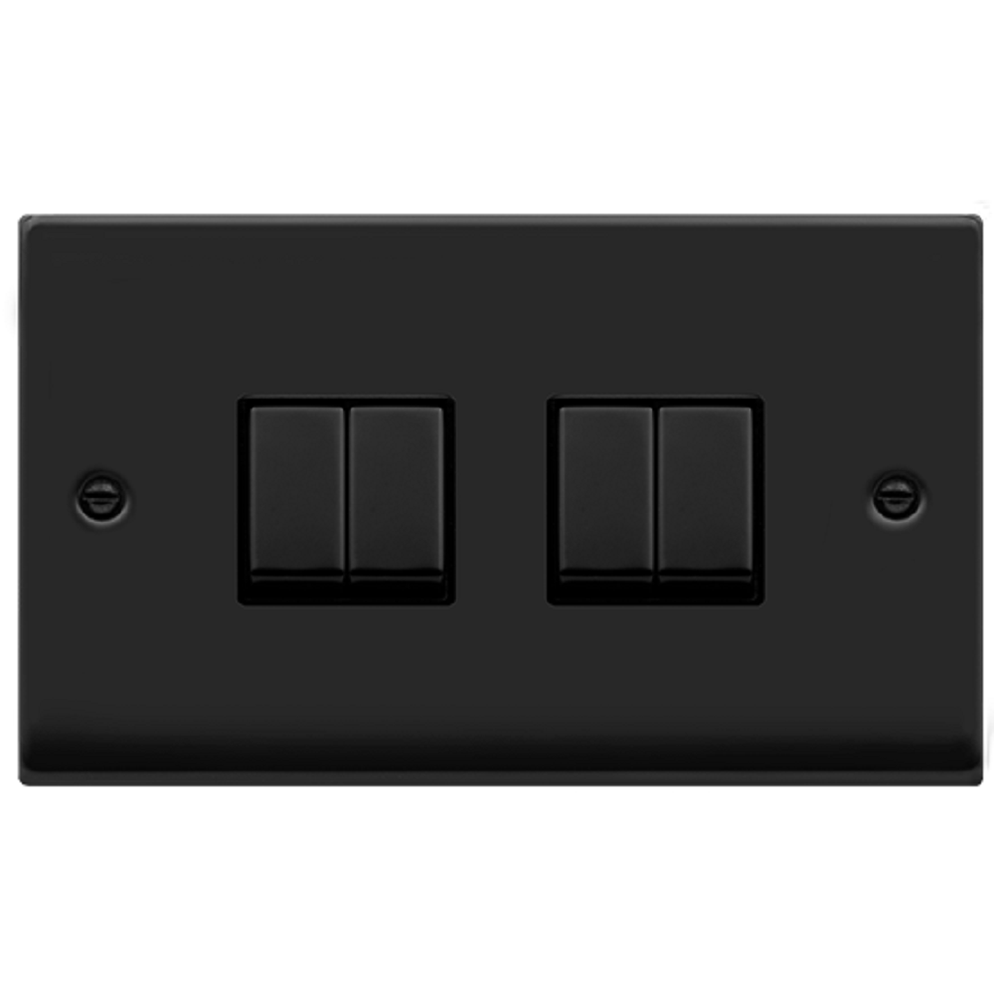 Click Deco Matt Black 4G Light Switch VPMB414BK | RS Electrical Supplies