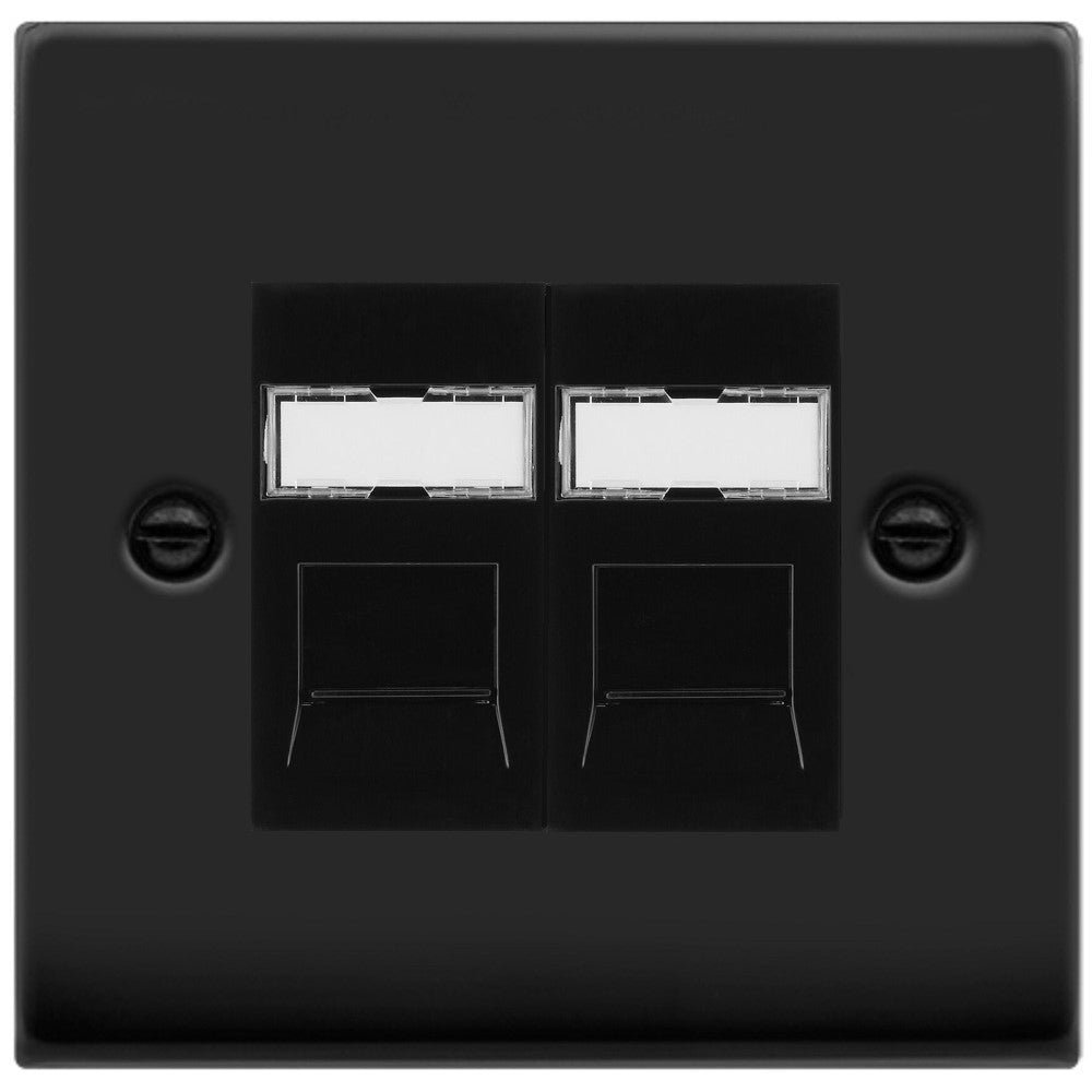 Click Deco Matt Black Double Cat5e Data Socket VPMBRJ452BK | RS ...