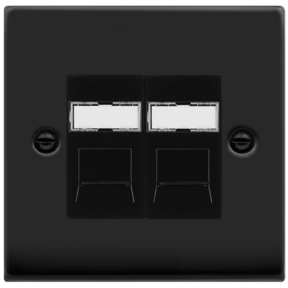 Click Deco Matt Black Double Cat6 Data Socket VPMBRJ4562BK | RS ...
