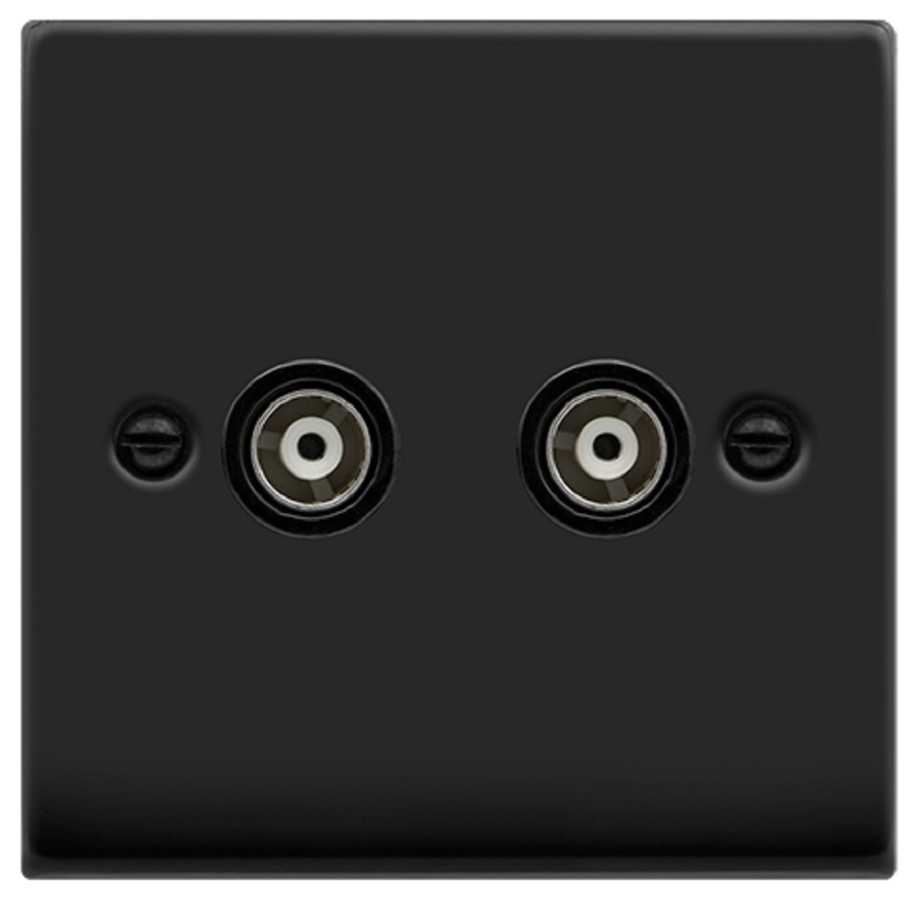Click Deco Matt Black Double Isolated TV Socket VPMB159BK | RS ...