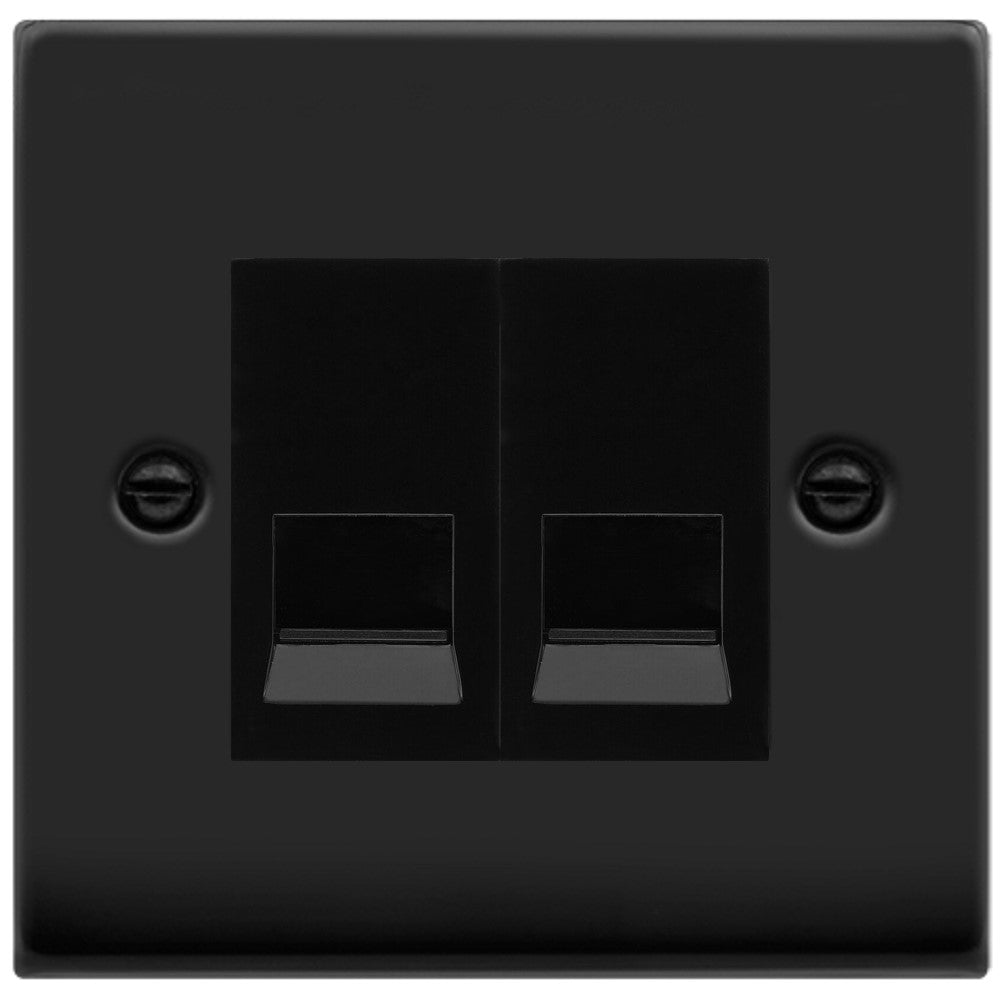 Click Deco Matt Black Double Slave Telephone Socket VPMB126MBK | RS ...
