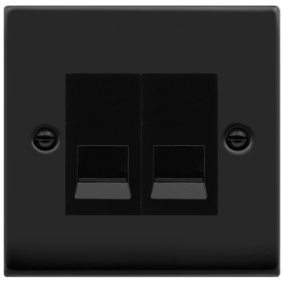 Click Deco Matt Black Double Slave Telephone Socket VPMB126MBK | RS ...