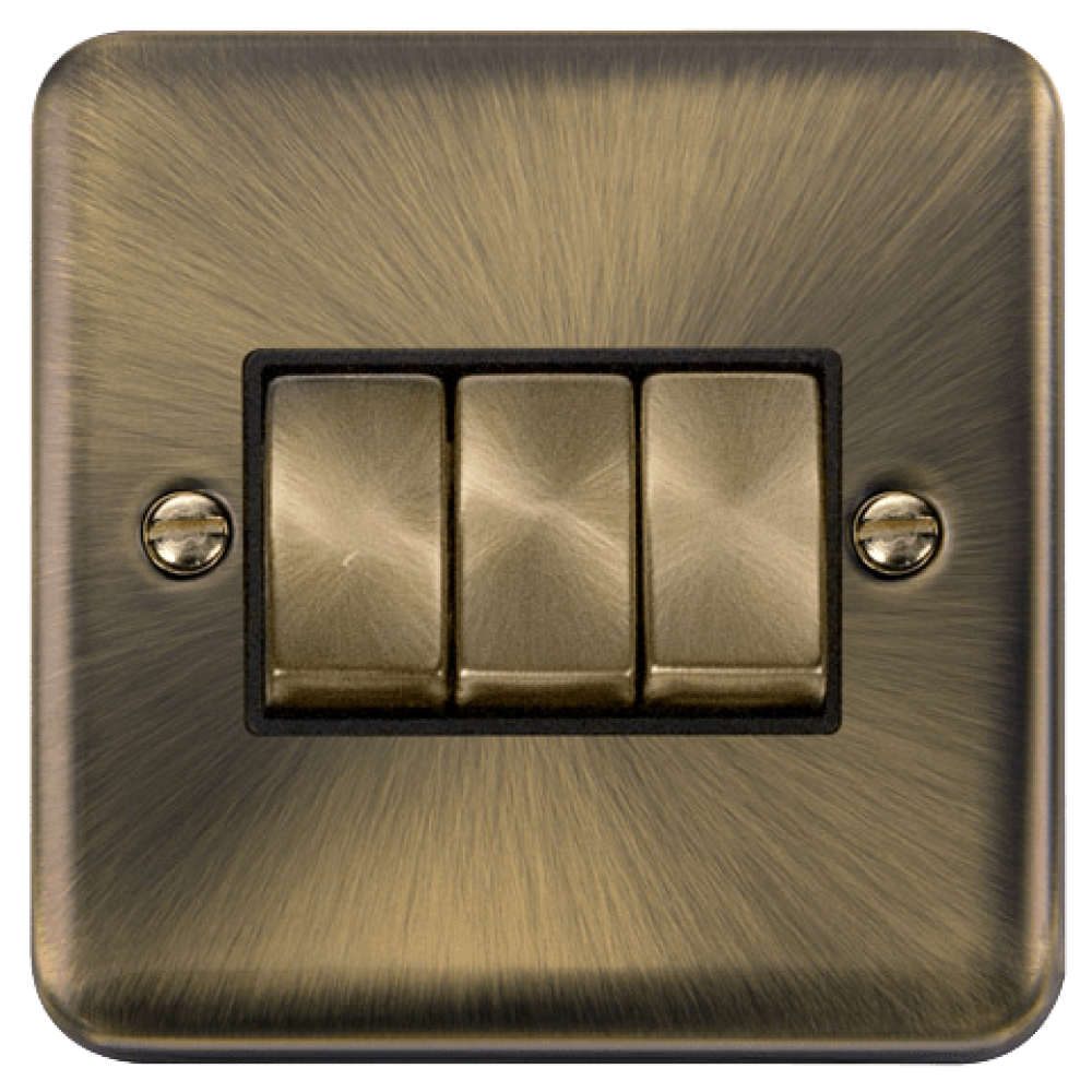 Click Deco Plus Antique Brass 3G Light Switch DPAB413BK | RS Electrical ...