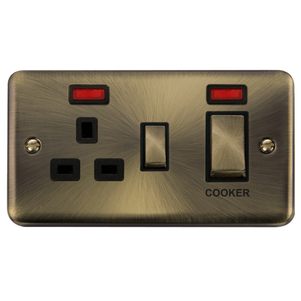 Click Deco Plus Antique Brass 45A Cooker Switch with 13A Socket ...