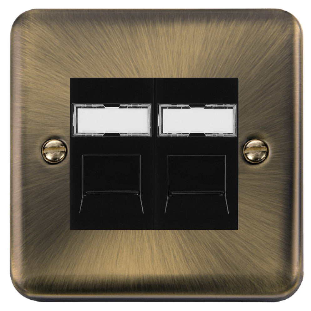 Click Deco Plus Antique Brass Double Cat6 Data Socket DPABRJ4562BK | RS ...
