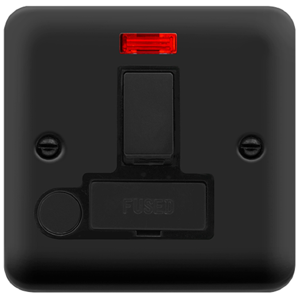 Click Deco Plus Matt Black 13A Switched Spur with Flex and Neon ...