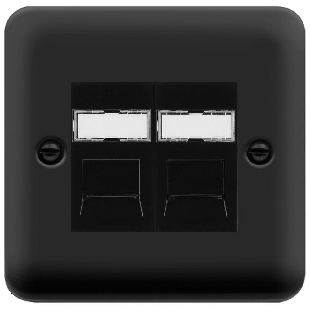 Click Deco Plus Matt Black Double Cat6 Data Socket DPMBRJ4562BK | RS Electrical Supplies