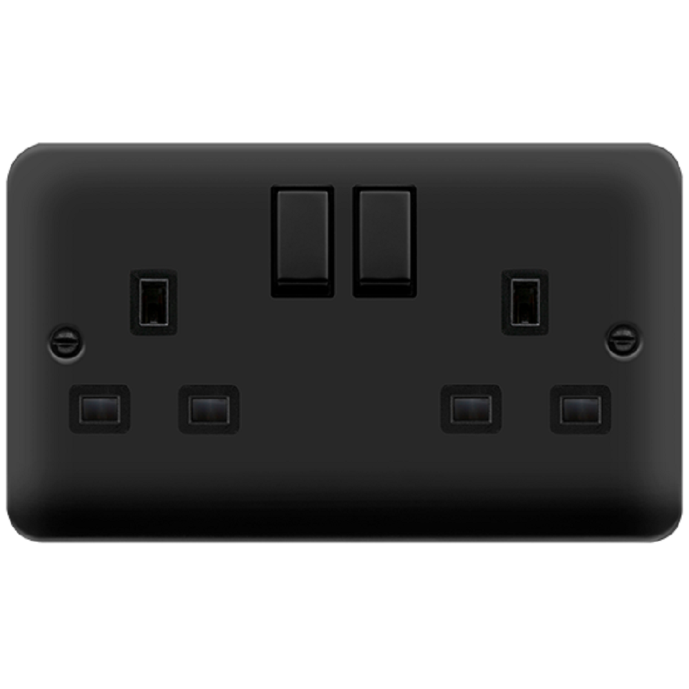 Click Deco Plus Matt Black 13A Double Socket DPMB536BK | RS Electrical ...