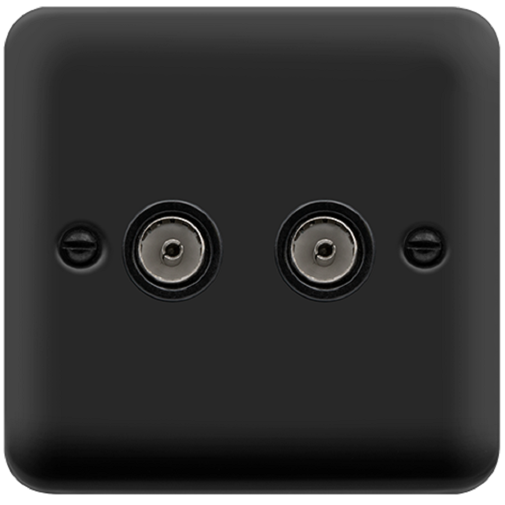 Click Deco Plus Matt Black Double TV Socket DPMB066BK | RS Electrical Supplies