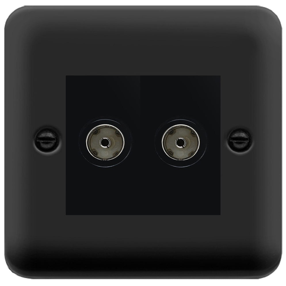 Click Deco Plus Matt Black Double TV Socket DPMB066MBK | RS Electrical ...