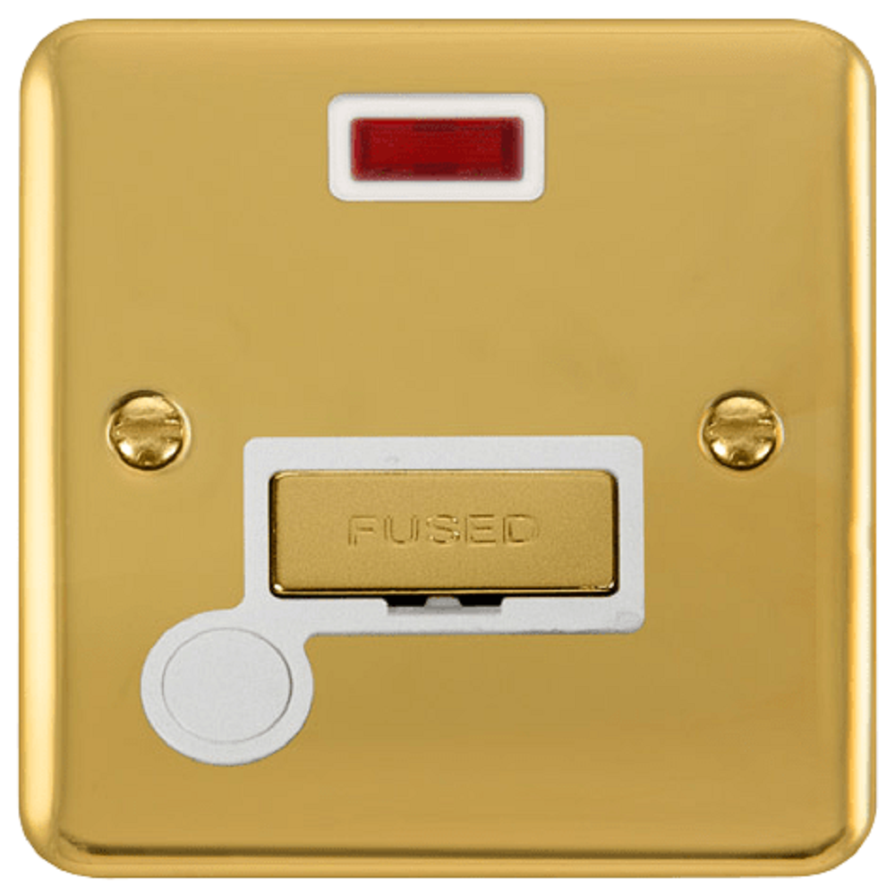 Click Deco Plus Polished Brass 13A Fused Connection Unit with Neon and ...