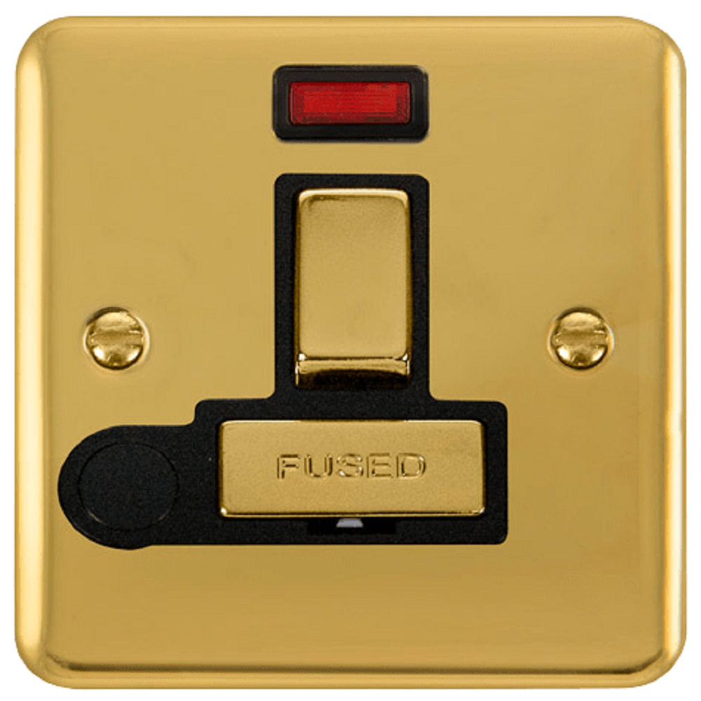 Click Deco Plus Polished Brass 13A Switched Spur with Flex and Neon ...