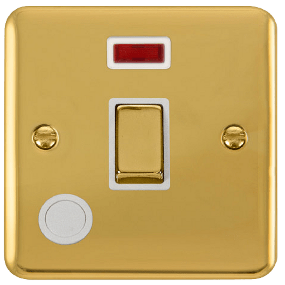 Click Deco Plus Polished Brass 20A Double Pole Switch with Neon and ...