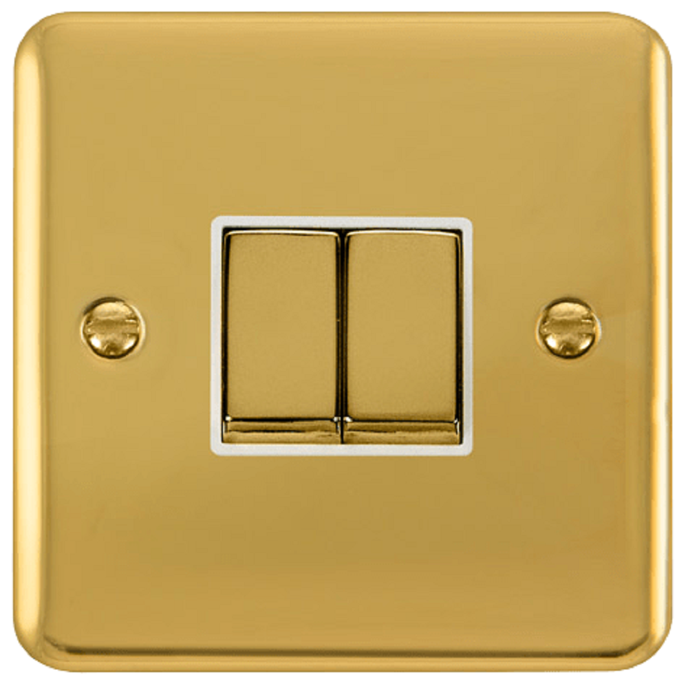 Click Deco Plus Polished Brass 2G Light Switch DPBR412WH | RS ...