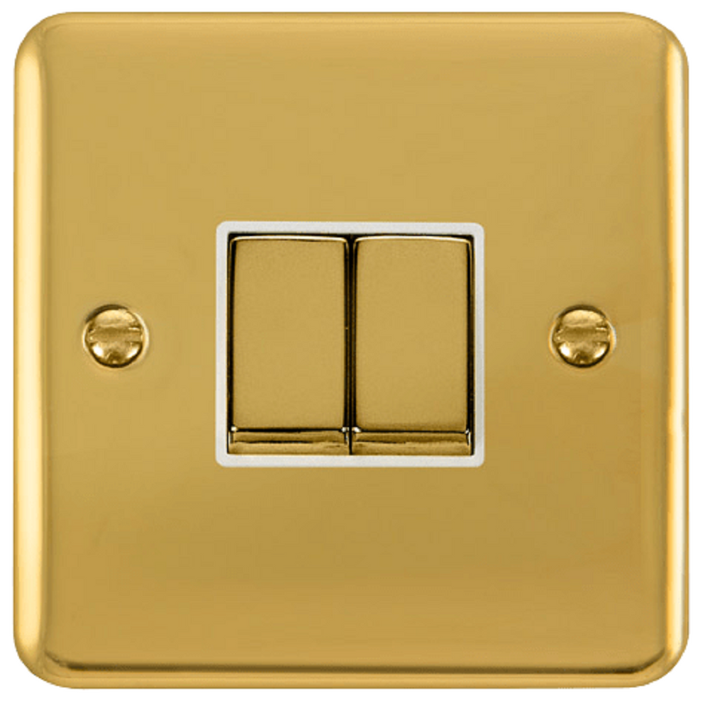 Click Deco Plus Polished Brass 2G Light Switch DPBR412WH | RS ...