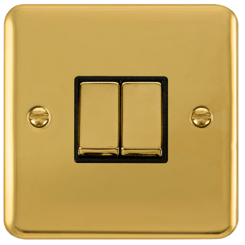Click Deco Plus Polished Brass 2G Light Switch DPBR412BK | RS ...