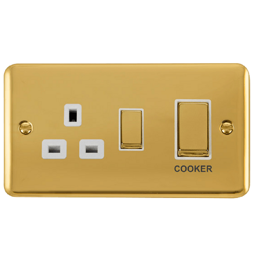 Click Deco Plus Polished Brass 45A Cooker Switch with 13A Socket ...