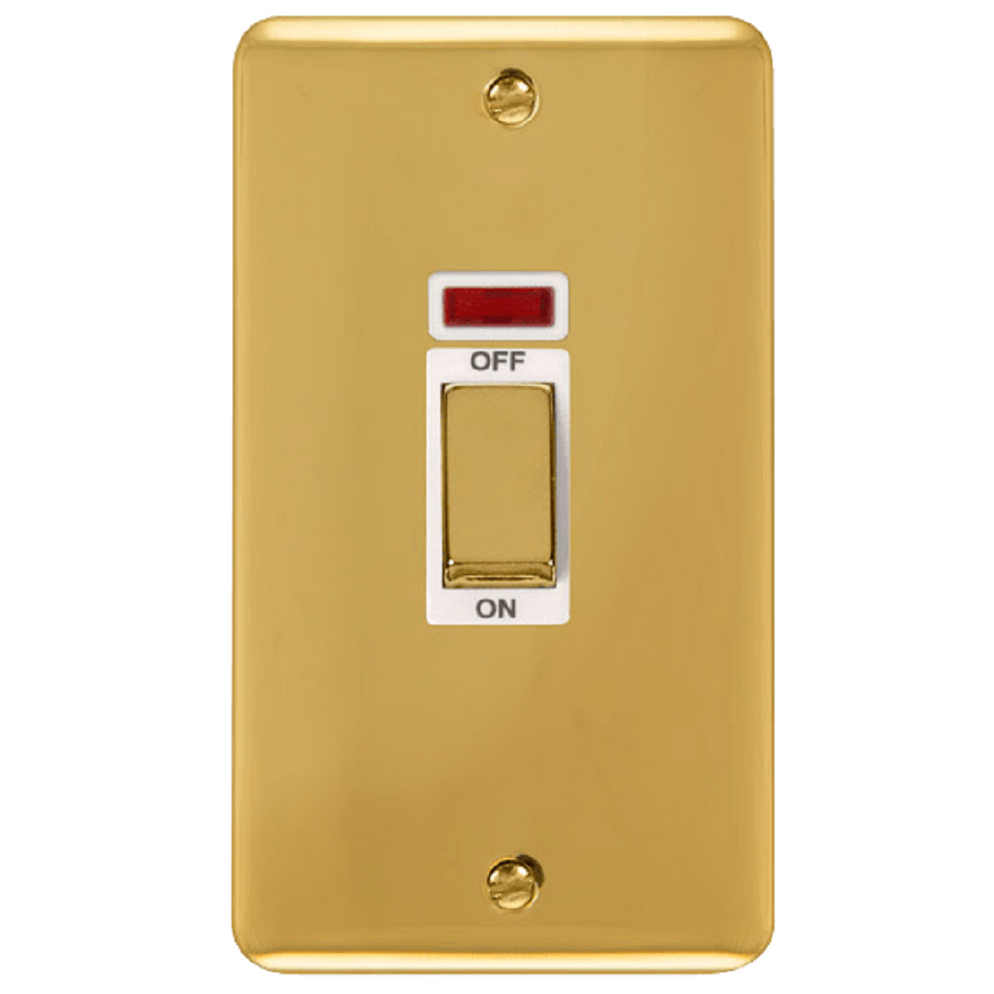 Click Deco Plus Polished Brass 45A Cooker Switch with Neon DPBR503WH ...