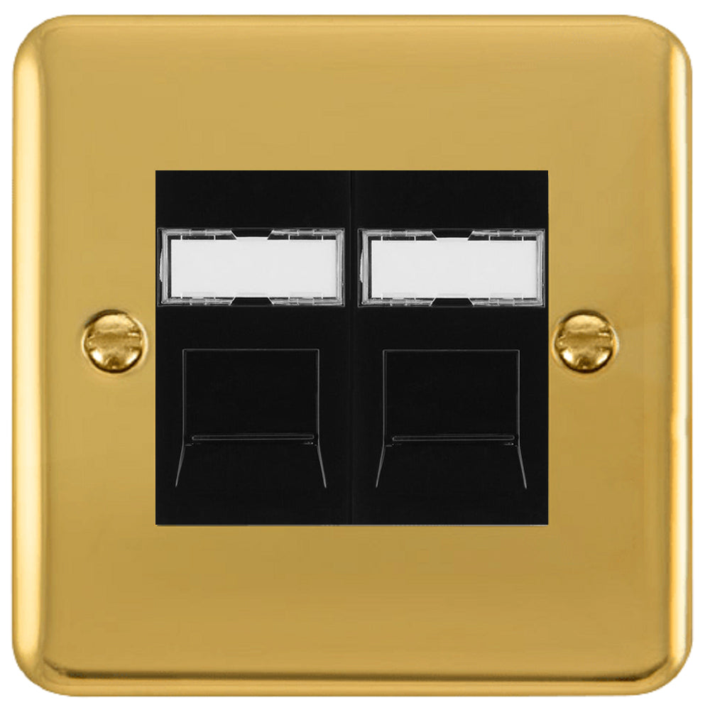 Click Deco Plus Polished Brass Double Cat5e Data Socket DPBRRJ452BK ...