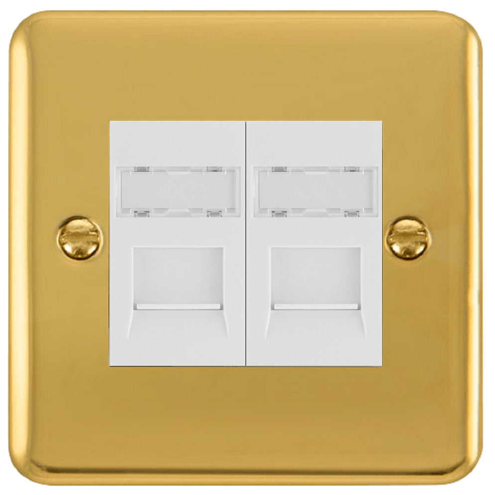 Click Deco Plus Polished Brass Double Cat5e Data Socket DPBRRJ452WH ...