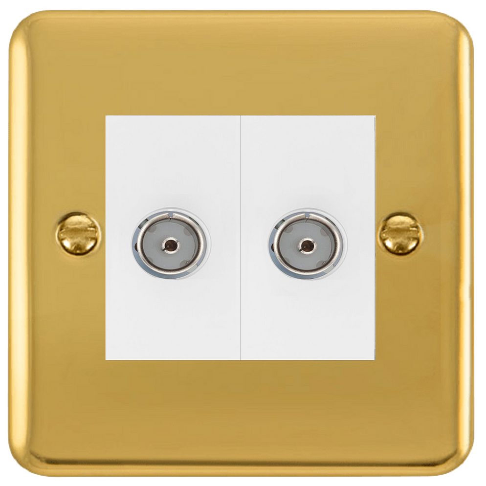 Click Deco Plus Polished Brass Double Isolated TV Socket DPBR159MWH ...