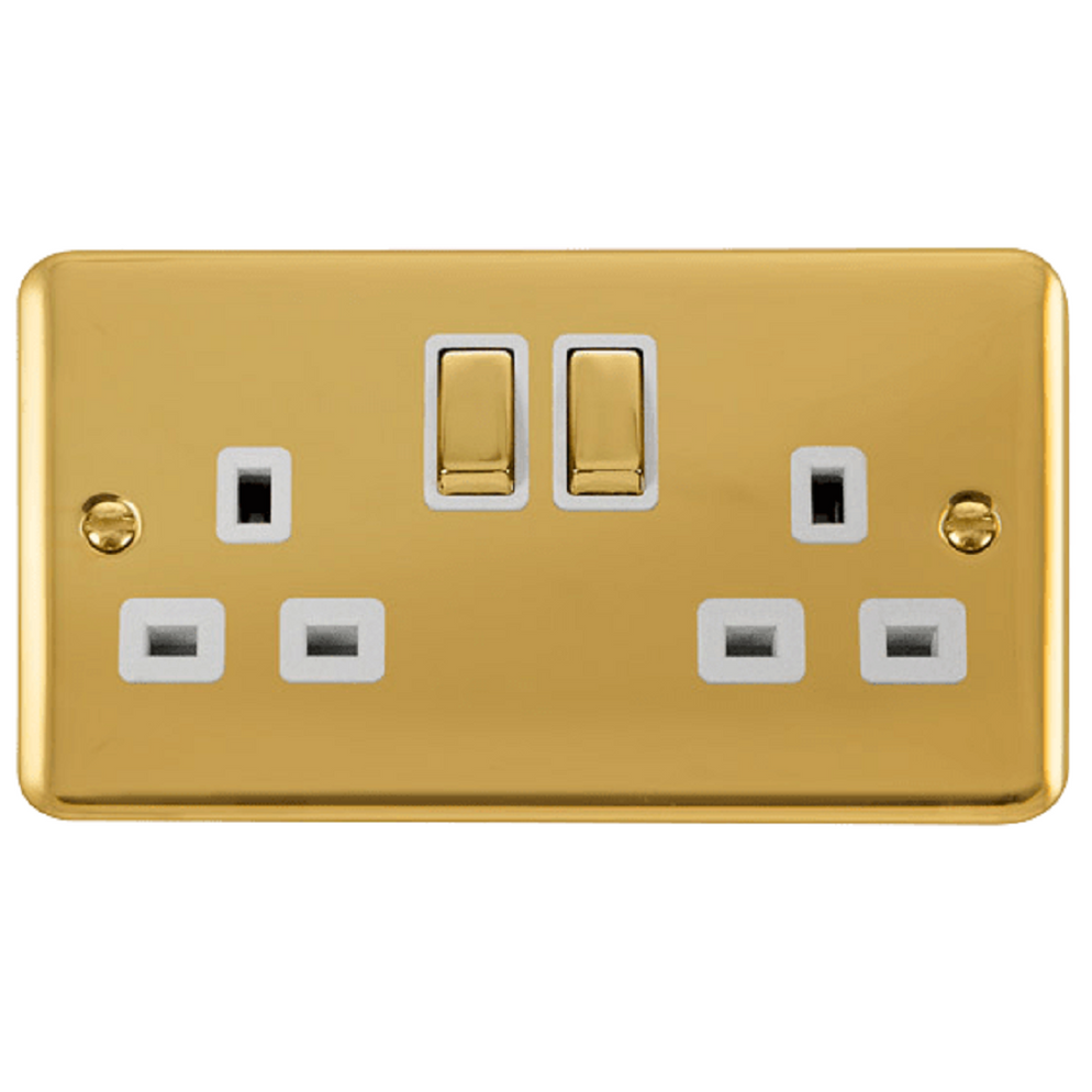 Click Deco Plus Polished Brass 13A Double Socket DPBR536WH | RS ...