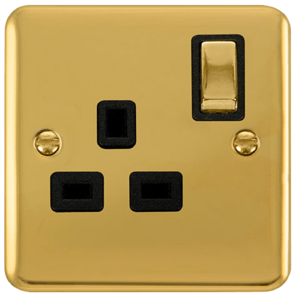 Click Deco Plus Polished Brass 13A Single Socket DPBR535BK | RS ...