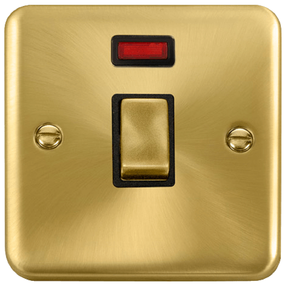 Click Deco Plus Satin Brass 20A Double Pole Switch with Neon DPSB723BK ...