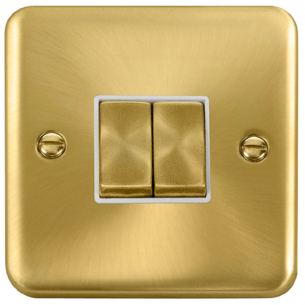 Click Deco Plus Satin Brass 2G Light Switch DPSB412WH | RS Electrical ...