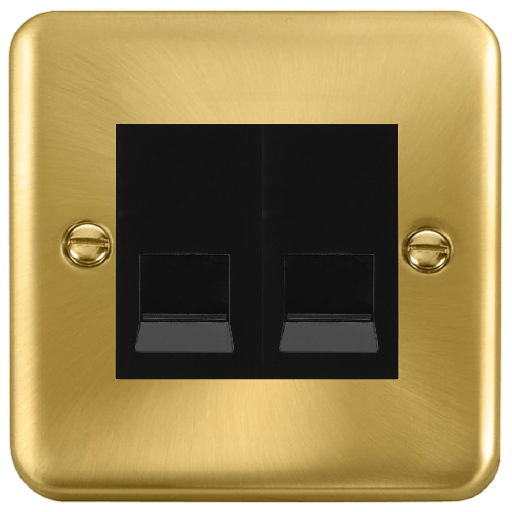 Click Deco Plus Satin Brass Double Slave Telephone Socket DPSB126MBK ...