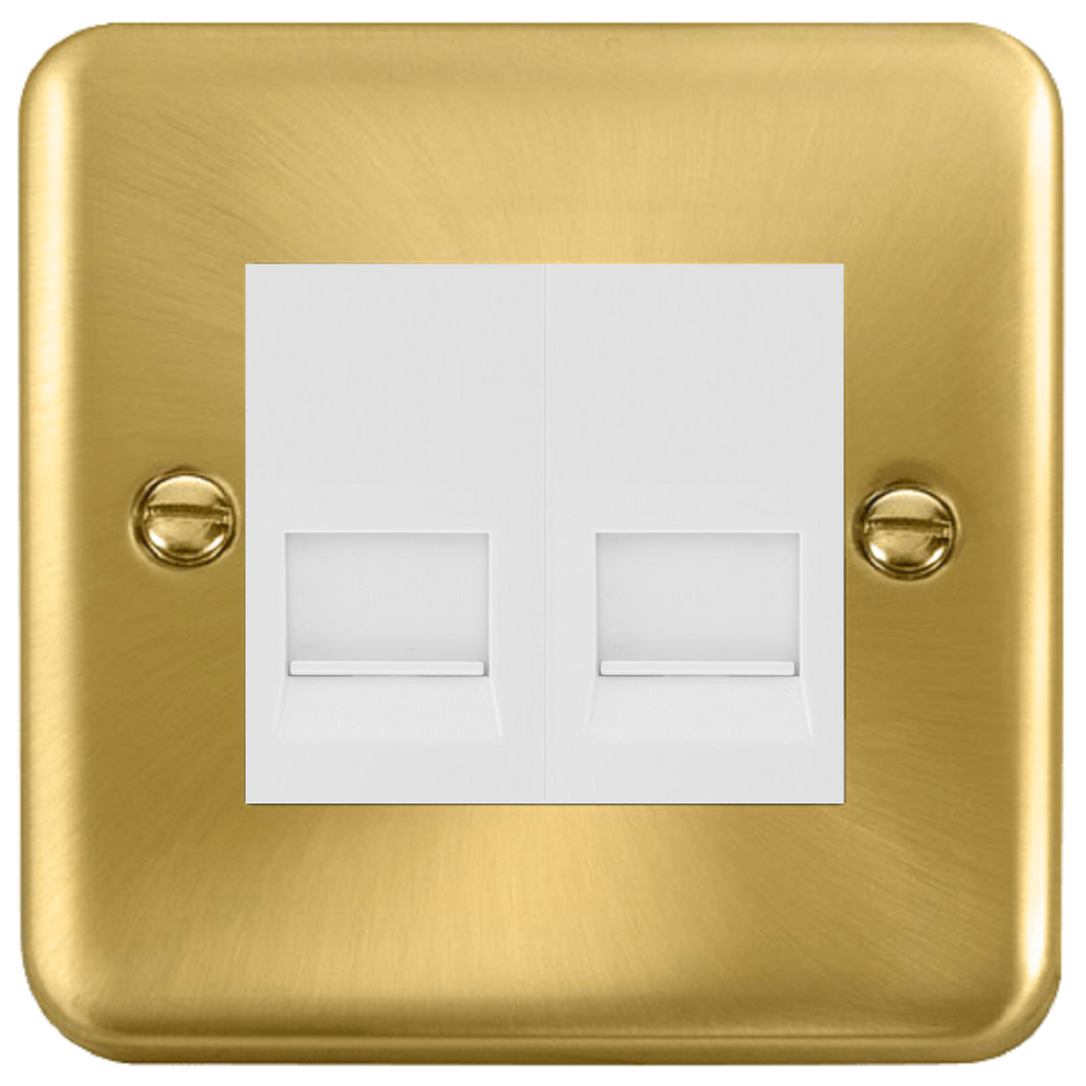 Click Deco Plus Satin Brass Double Slave Telephone Socket DPSB126MWH ...