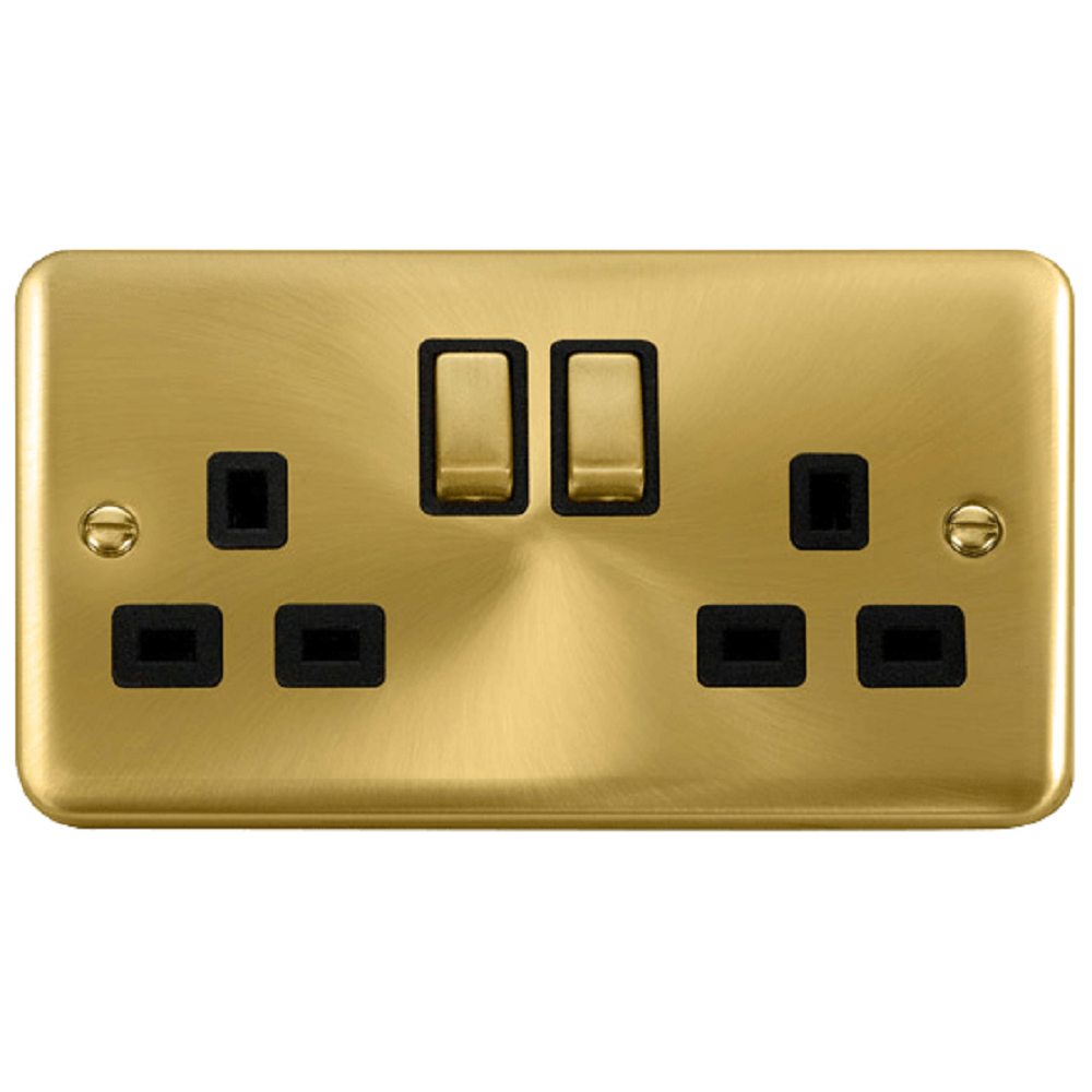 Click Deco Plus Satin Brass 13A Double Socket DPSB536BK | RS Electrical ...