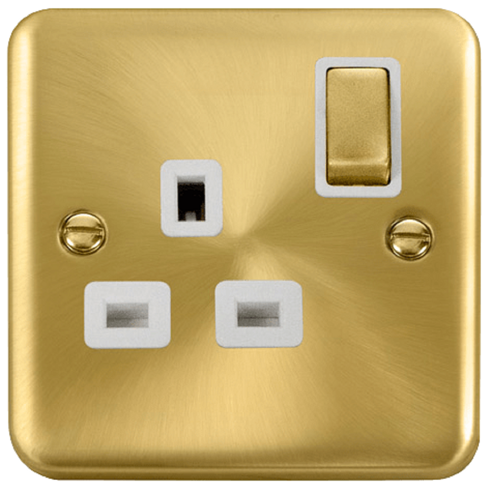 Click Deco Plus Satin Brass 13A Single Socket DPSB535WH | RS Electrical ...