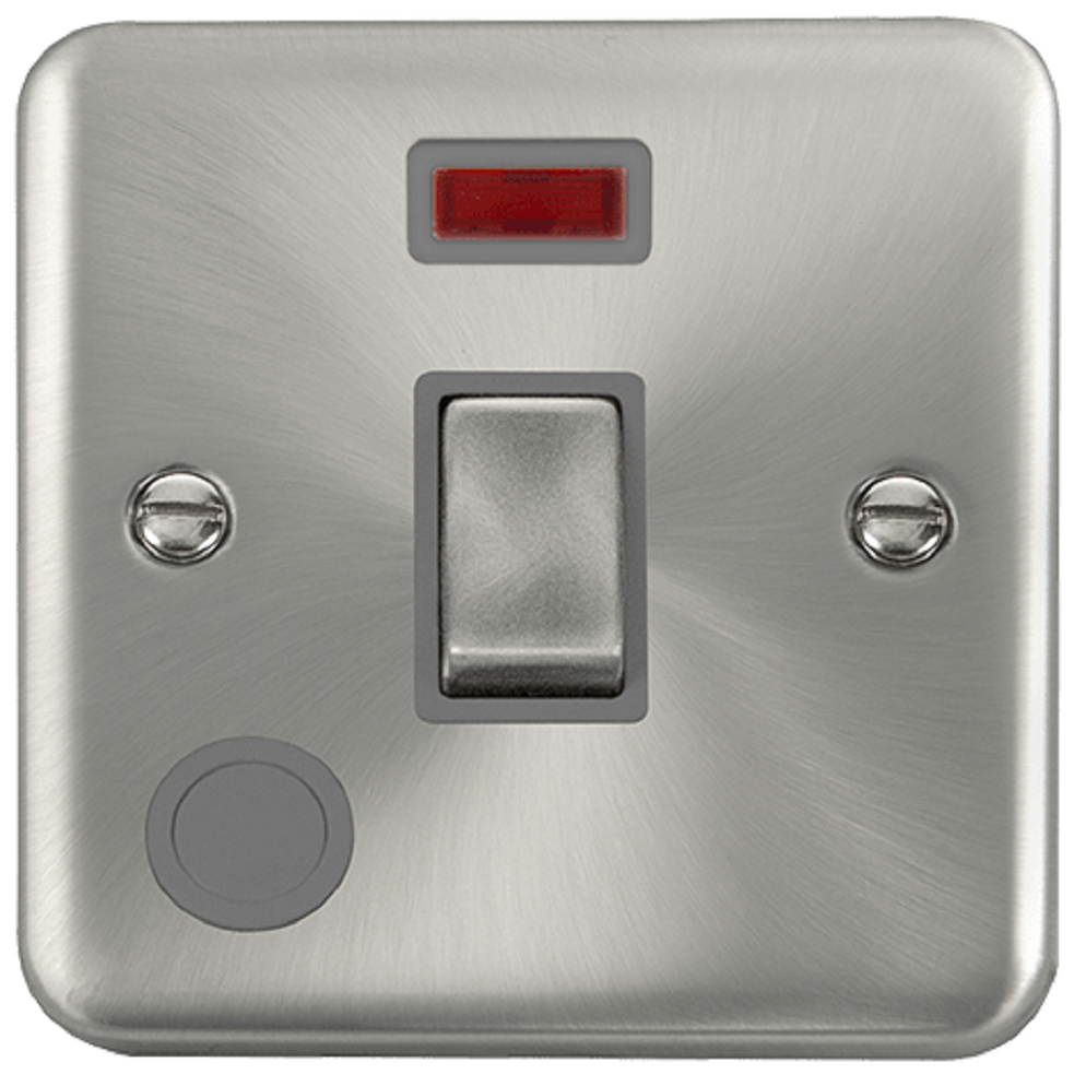 Click Deco Plus Satin Chrome 20A Double Pole Switch with Neon and Flex ...