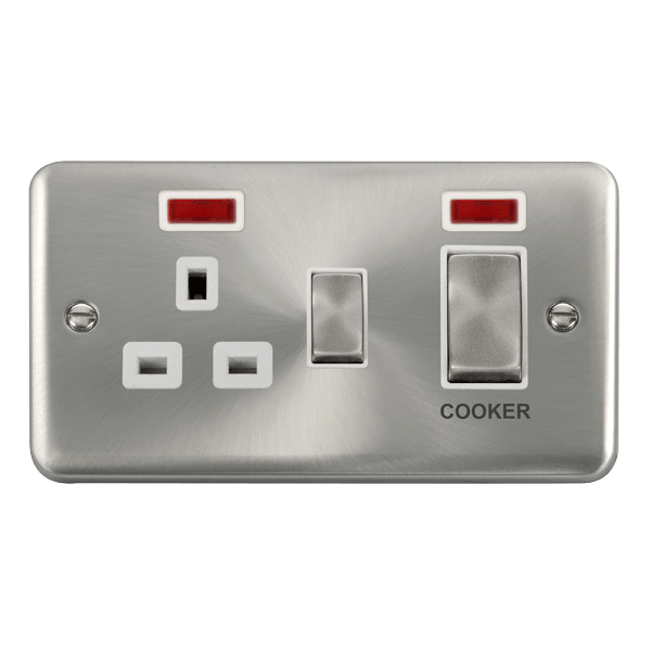 Click Deco Plus Satin Chrome 45A Cooker Switch with 13A Socket ...