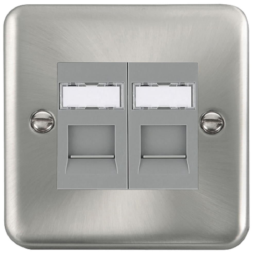 Click Deco Plus Satin Chrome Double Cat5e Data Socket DPSCRJ452GY | RS ...