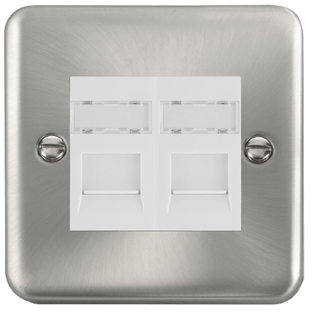 Click Deco Plus Satin Chrome Double Cat6 Data Socket DPSCRJ4562WH | RS ...
