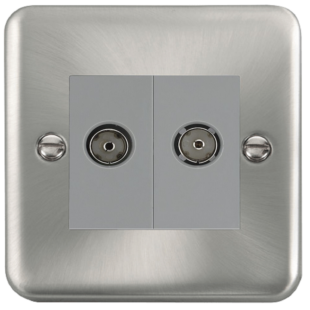 Click Deco Plus Satin Chrome Double Isolated TV Socket DPSC159MGY | RS ...
