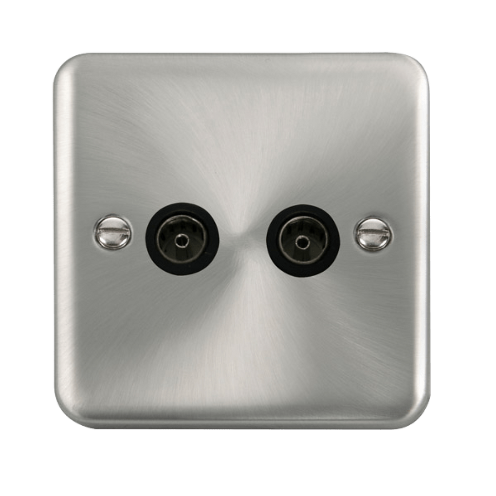 Click Deco Plus Satin Chrome Double TV Socket DPSC066BK | RS Electrical ...