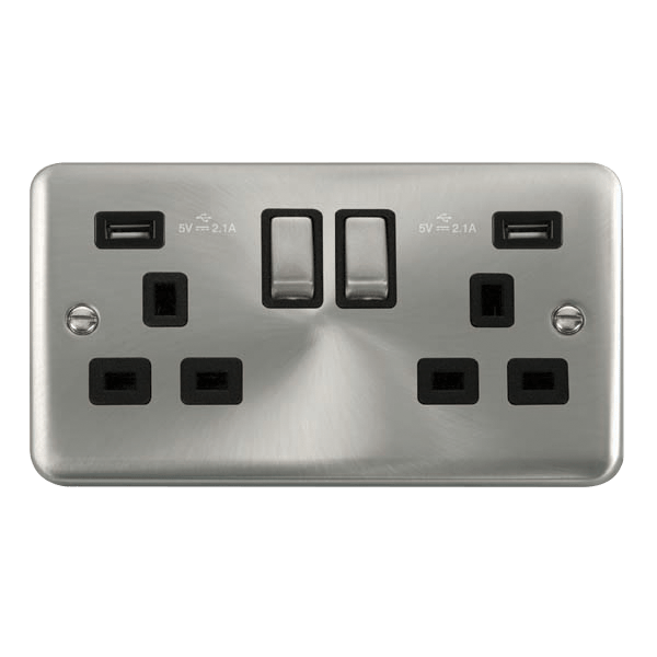 Click Deco Plus Satin Chrome 13A Double USB Socket DPSC580BK | RS ...