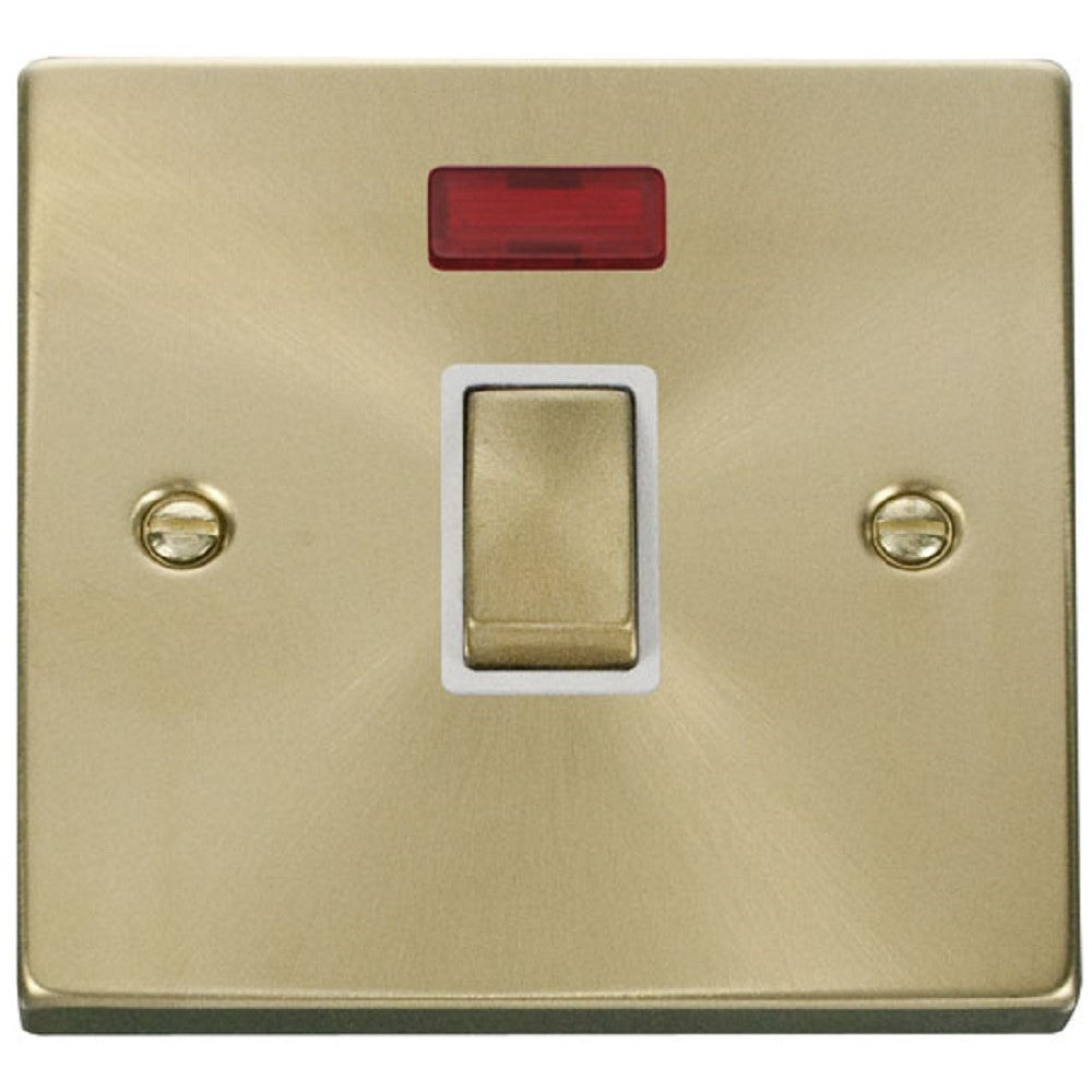 Click Deco Satin Brass 20A Double Pole Switch with Neon VPSB723WH | RS ...