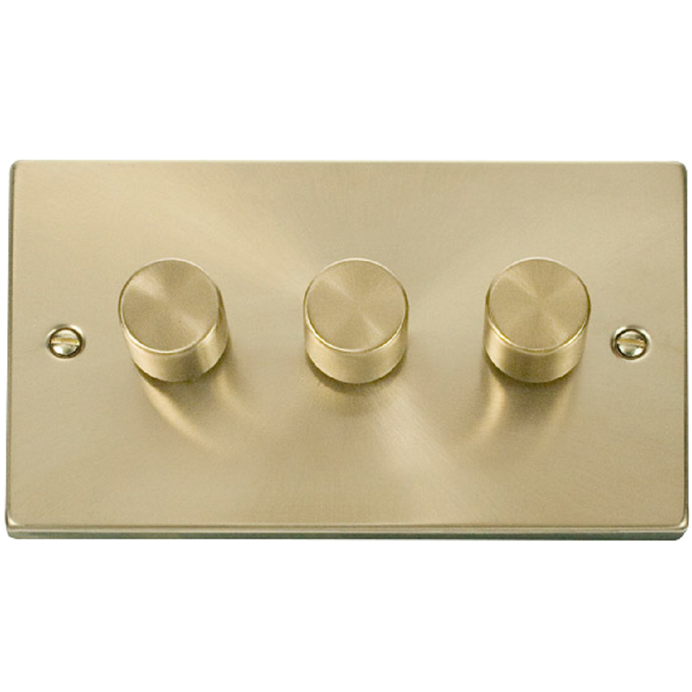 Click Deco Satin Brass 3G LED Dimmer Switch VPSB163 | RS Electrical ...