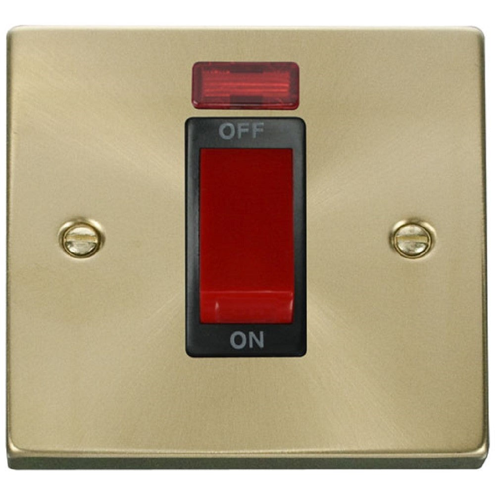 Click Deco Satin Brass 45A Cooker Switch with Neon VPSB201BK | RS ...