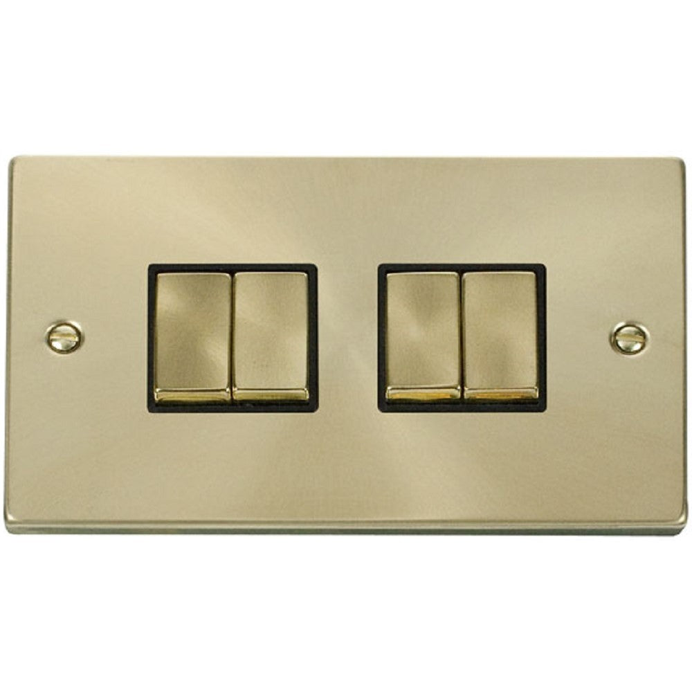 Click Deco Satin Brass 4G Light Switch VPSB414BK | RS Electrical Supplies