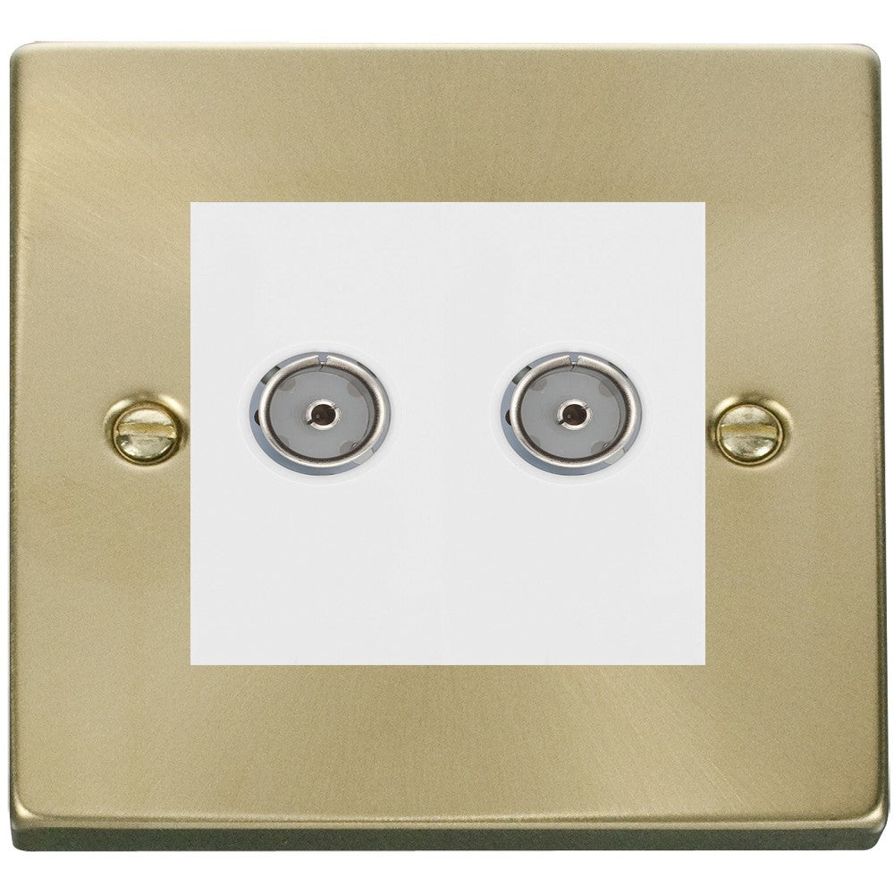 Click Deco Satin Brass Double Isolated TV Socket VPSB159MWH | RS ...