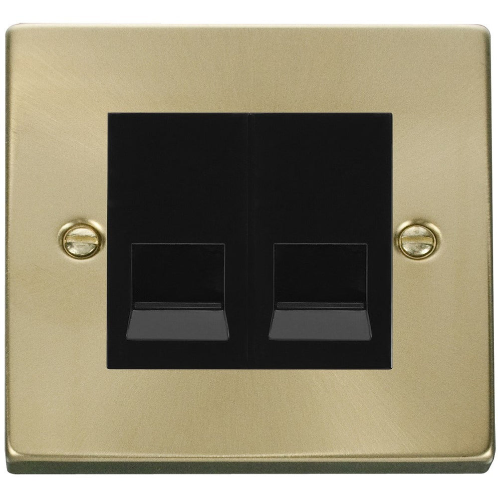 Click Deco Satin Brass Double Slave Telephone Socket VPSB126MBK | RS ...