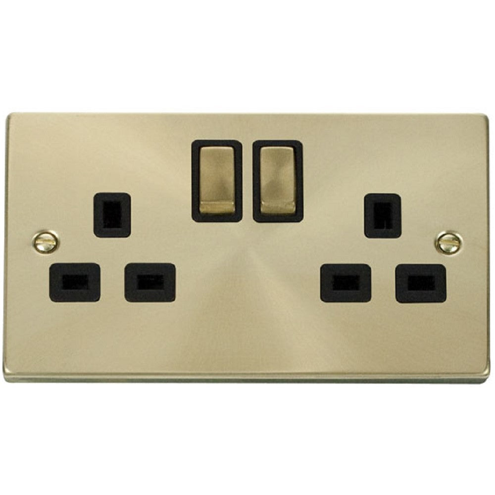 Click Deco Satin Brass 13A Double Socket VPSB536BK | RS Electrical Supplies