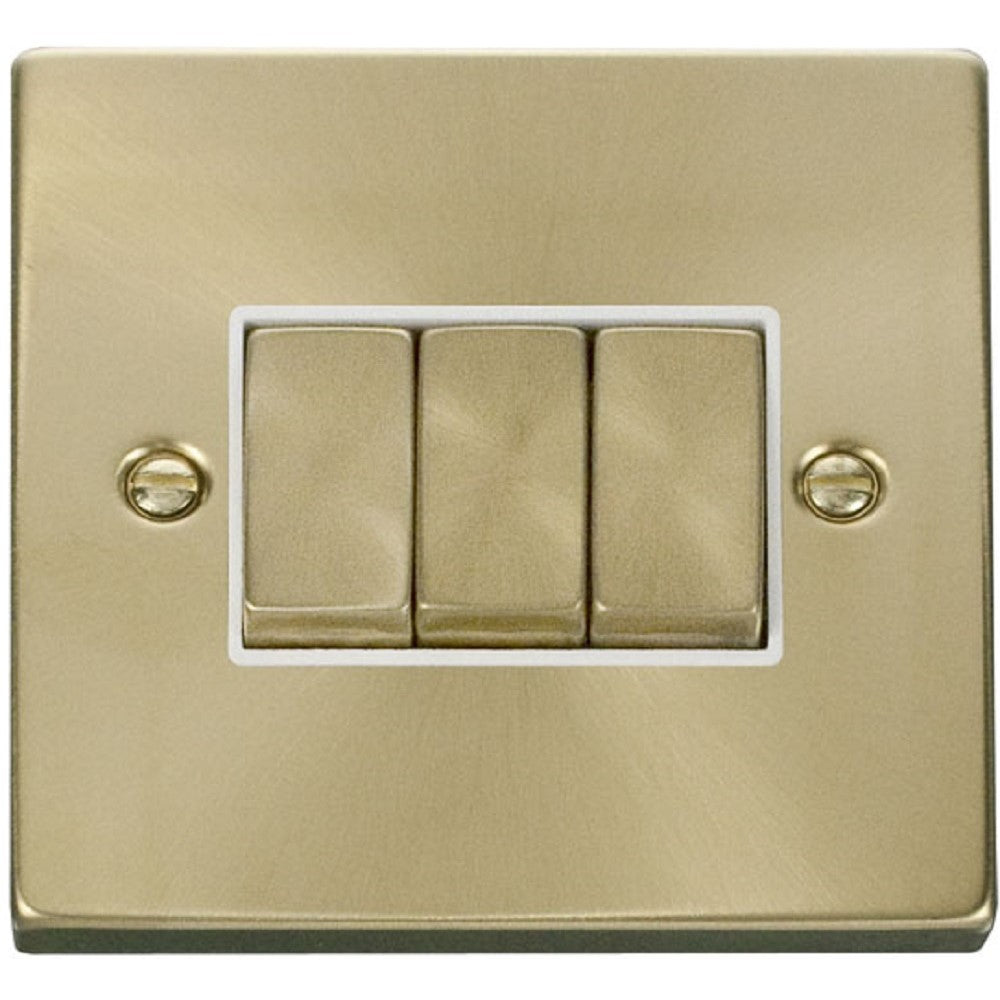 Click Deco Satin Brass 3G Light Switch VPSB413WH | RS Electrical Supplies