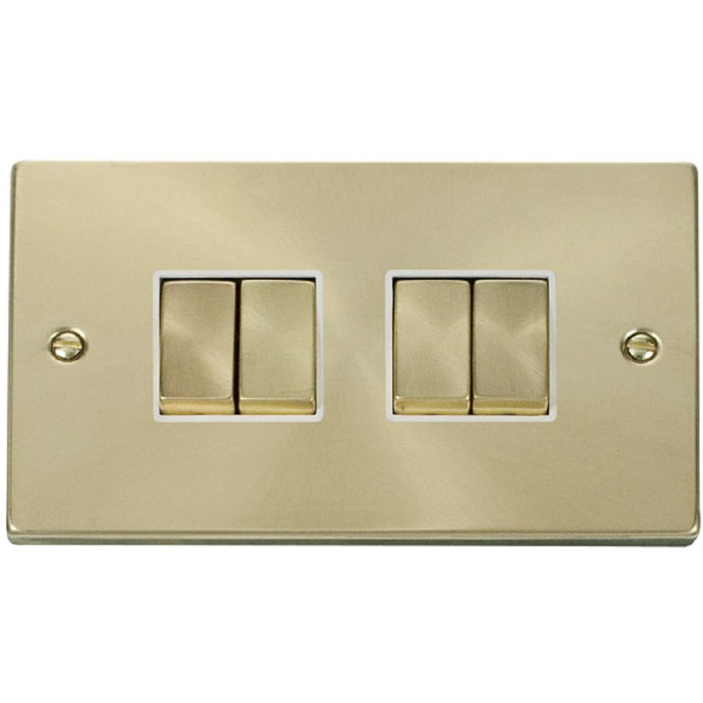 Click Deco Satin Brass 4G Light Switch VPSB414WH | RS Electrical Supplies