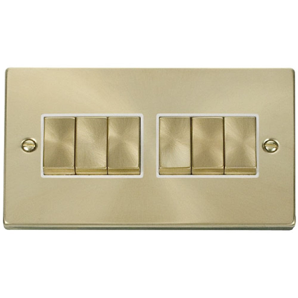 Click Deco Satin Brass 6G Light Switch VPSB416WH | RS Electrical Supplies